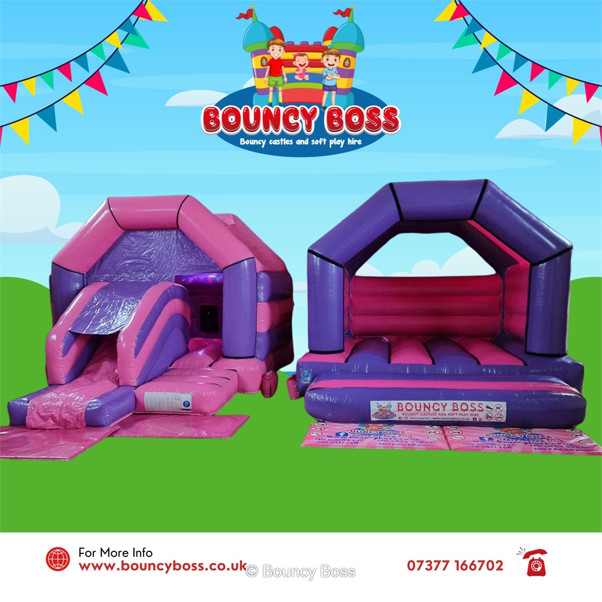 Pink & Purple Castle Package - Bouncy Castle & Soft Play Hire in ...